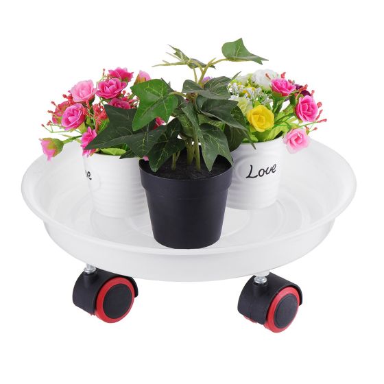 4 Sizes Rolling Garden Plant Stand Flower Pot Bonsai Tray Resin Moving ...